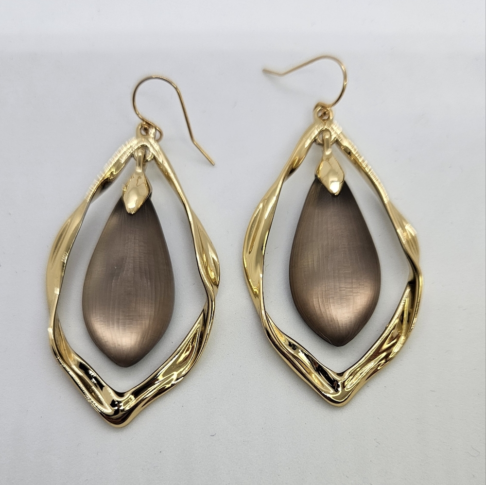 Authentic Alexis Bittar Crumpled Gold And Lucite Drop… - Gem